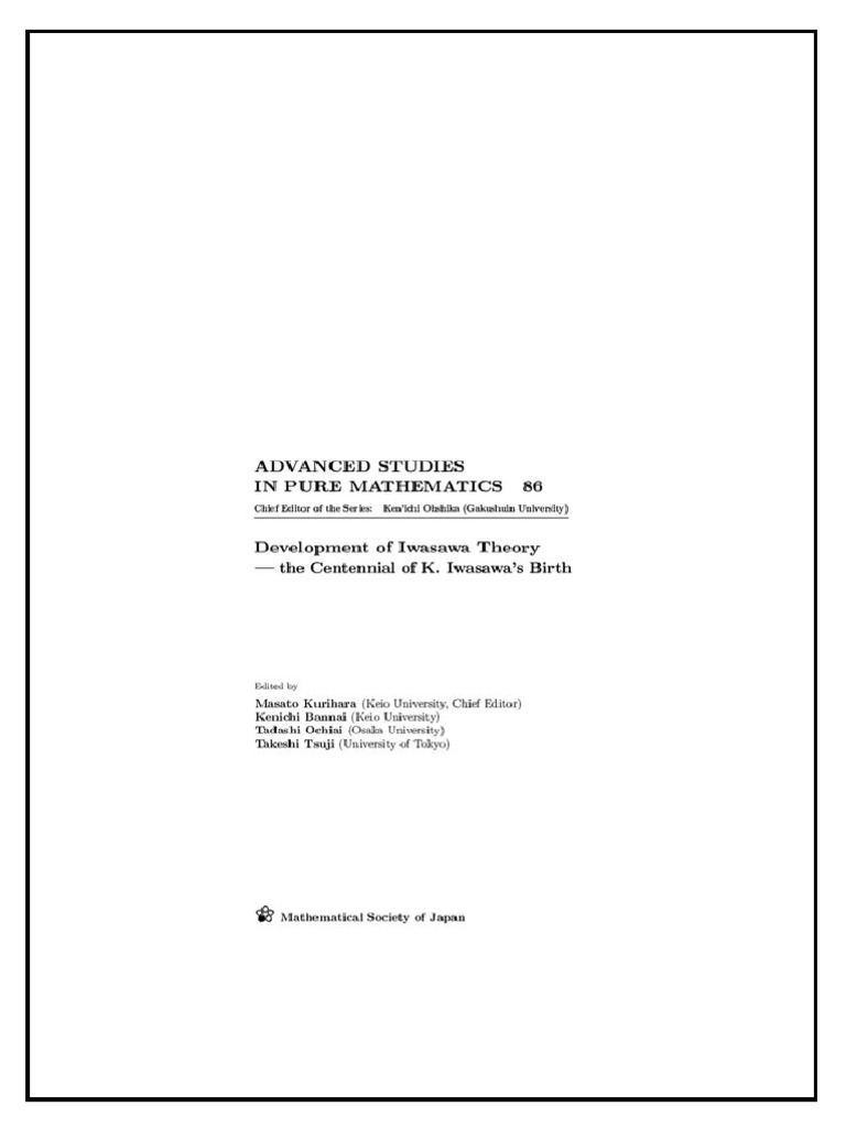 Development Of Iwasawa Theory The Centennial Of K Iwasawas Birth ...