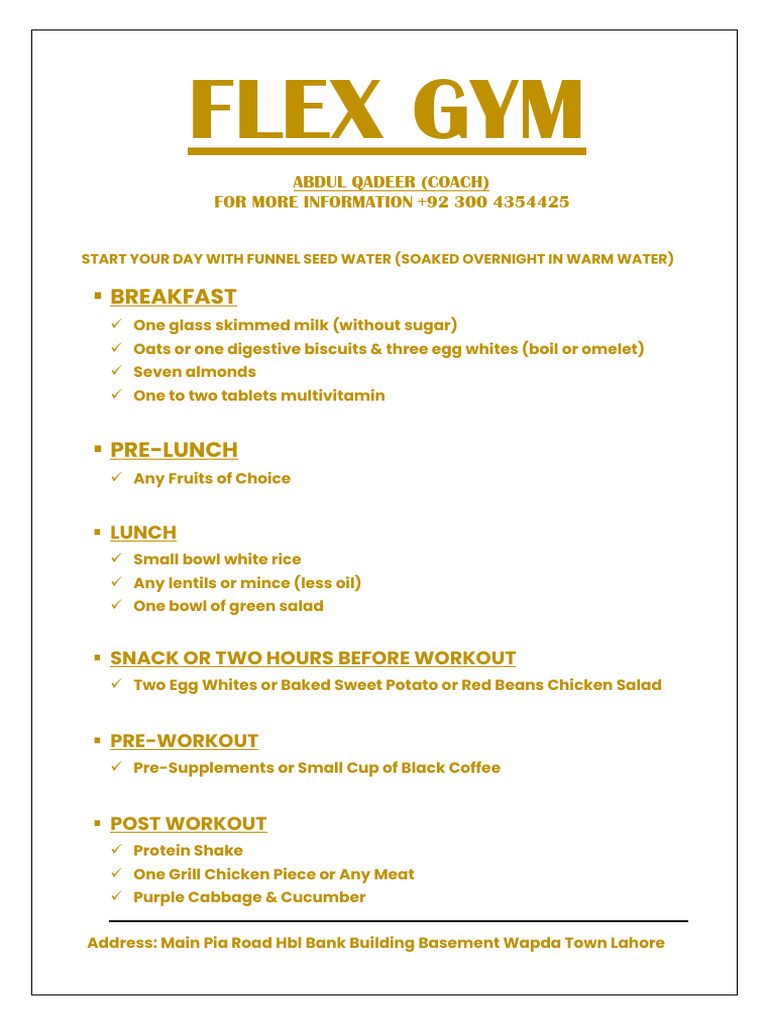 FLEX GYM Diet Plan | PDF