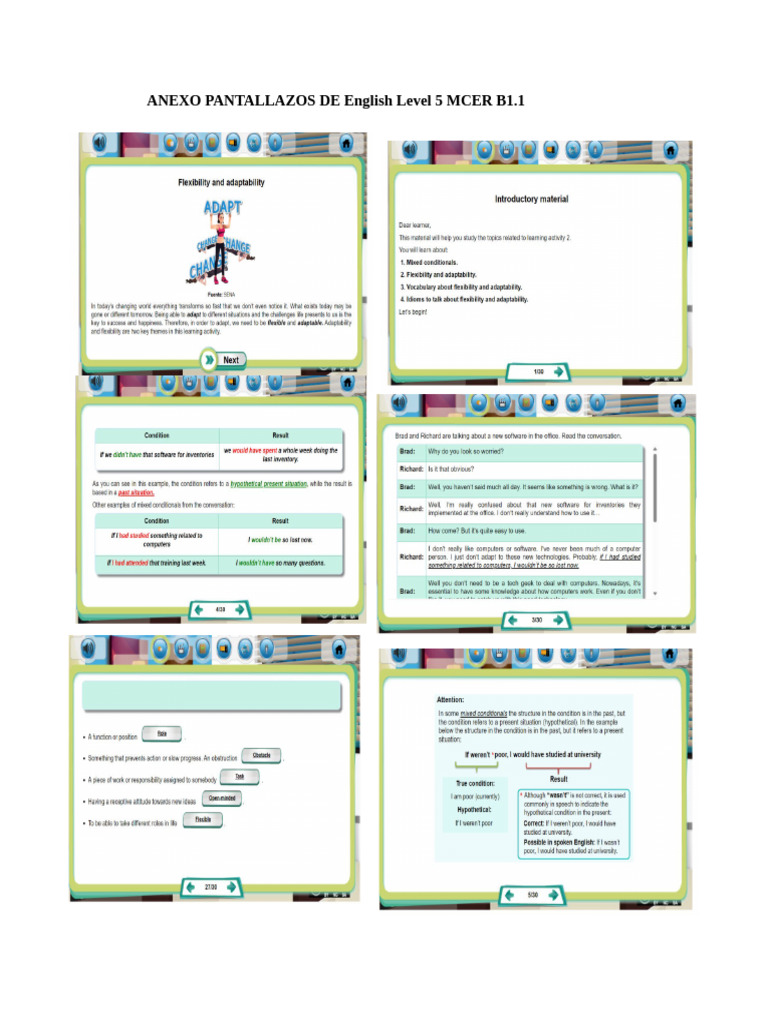 ANEXO PANTALLAZOS DE English Level 5 MCER B1 | PDF