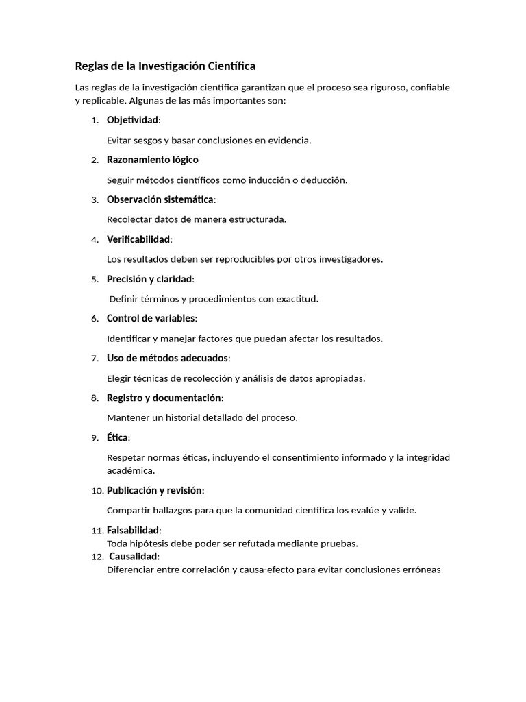 Reglas de La Investigación Científica 2025 | PDF