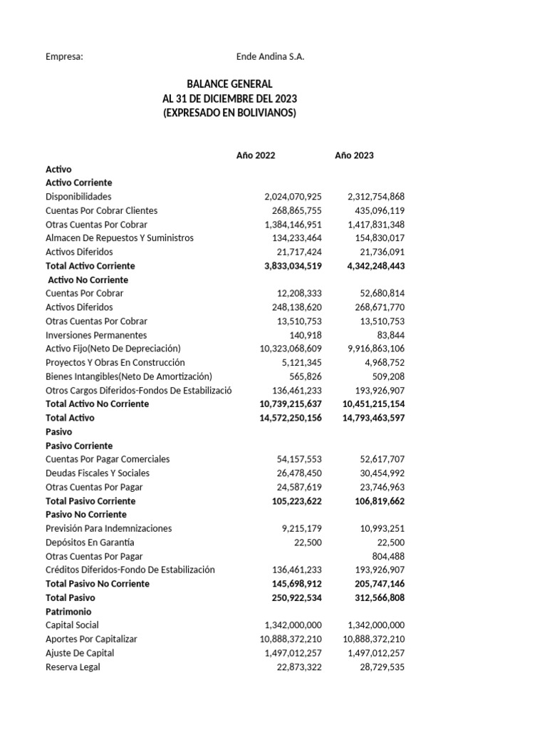 Ende Andina | PDF | Activo fijo | Hoja de balance