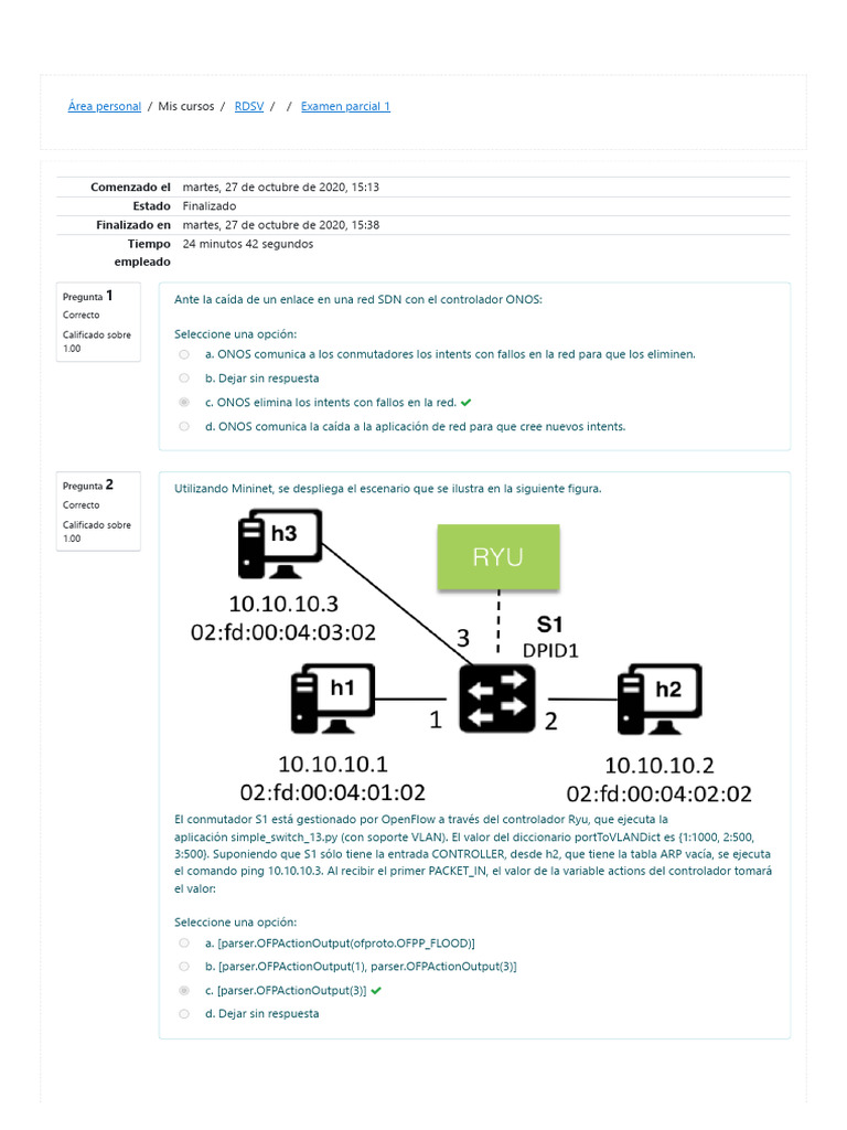 Examen Parcial 1 | PDF | Telecomunicaciones | Arquitectura de Computadores