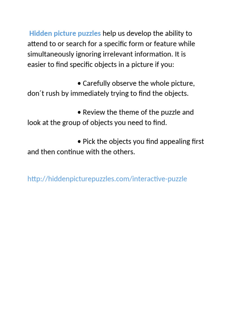 Hidden Picture Puzzles NOTES | PDF
