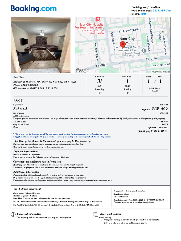 Booking Confirmation | PDF | Payments | Service Industries