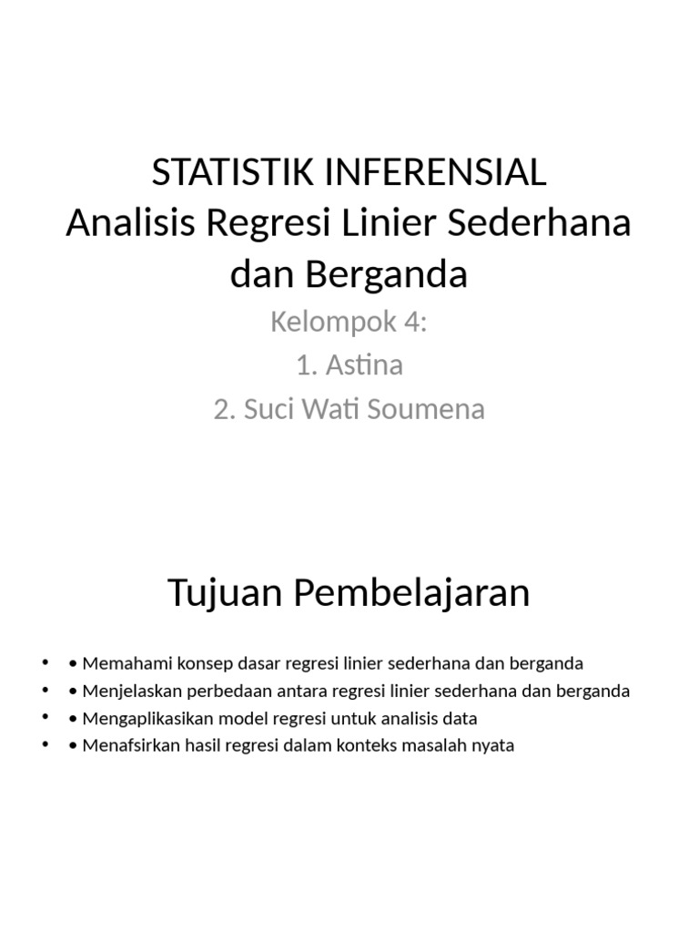 Analisis Regresi Linier Sederhana & Berganda | PDF