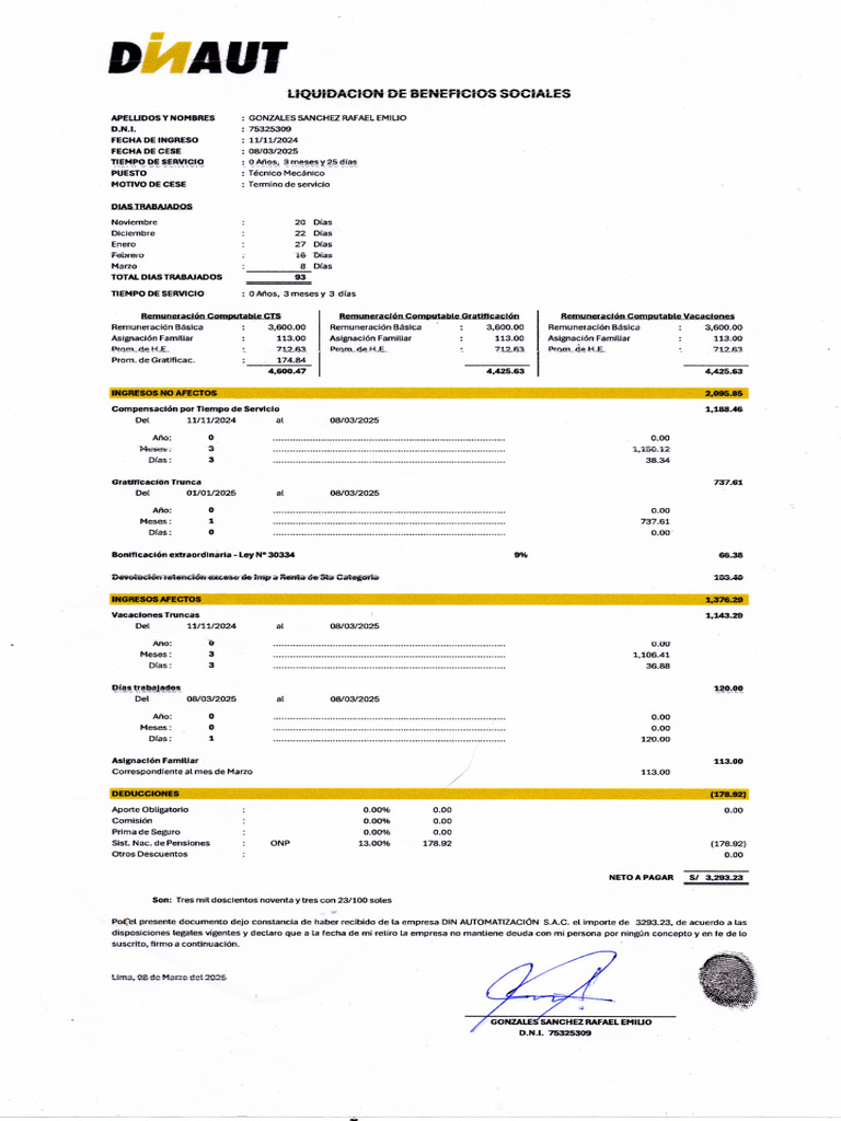 Liquidación Bbss de Gonzales Sánchez Rafael | PDF