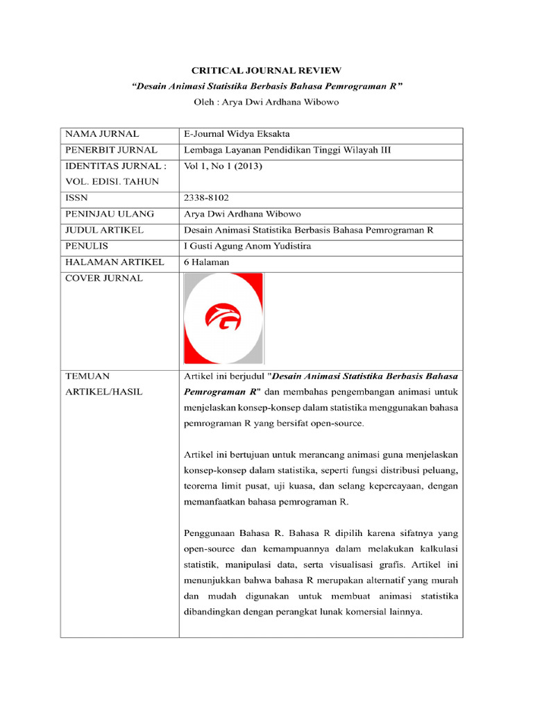 Arya Dwi Ardhana Wibowo - Dasar Pemrograman Statistik | PDF