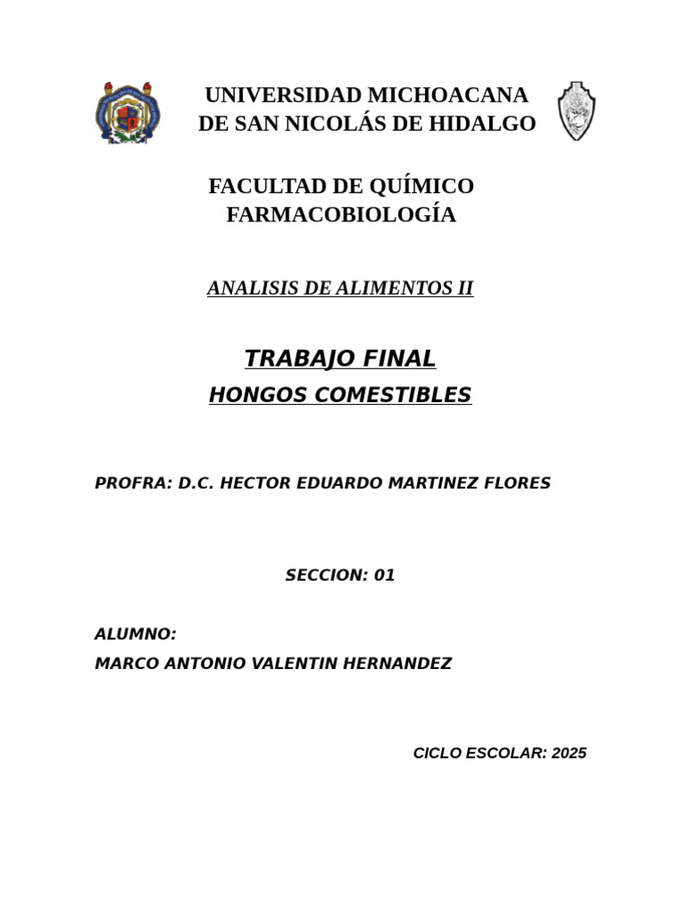 HongosComestibles - TRABAJO - Marco Antonio Valentin Hernandez | PDF ...