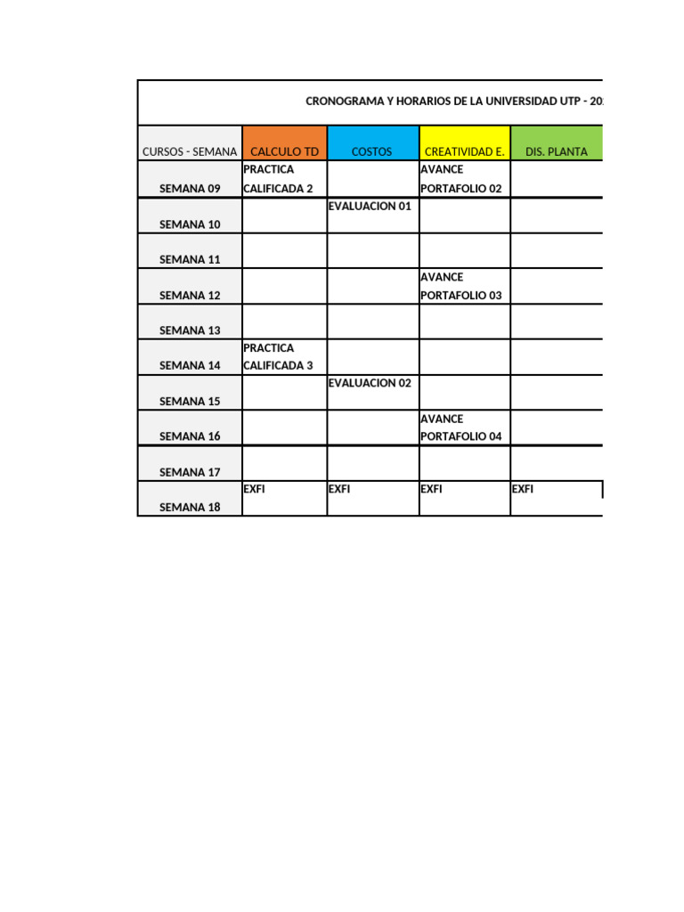 Horario de La Utp | PDF