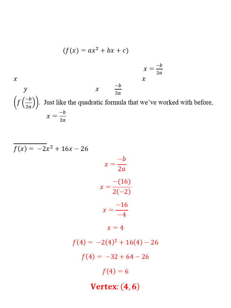The Vertex of A Quadratic Function | PDF | Mathematical Objects | Mathematical Relations