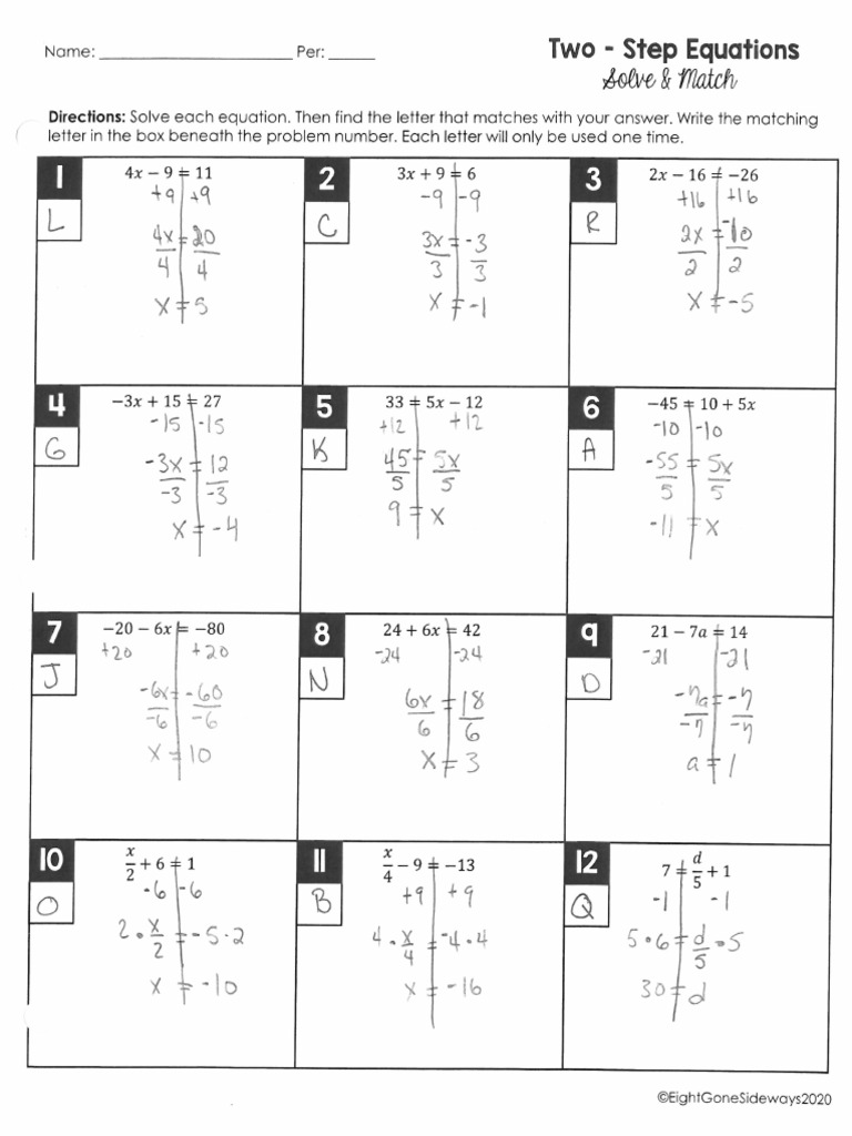 Two Step Equation Practice | PDF