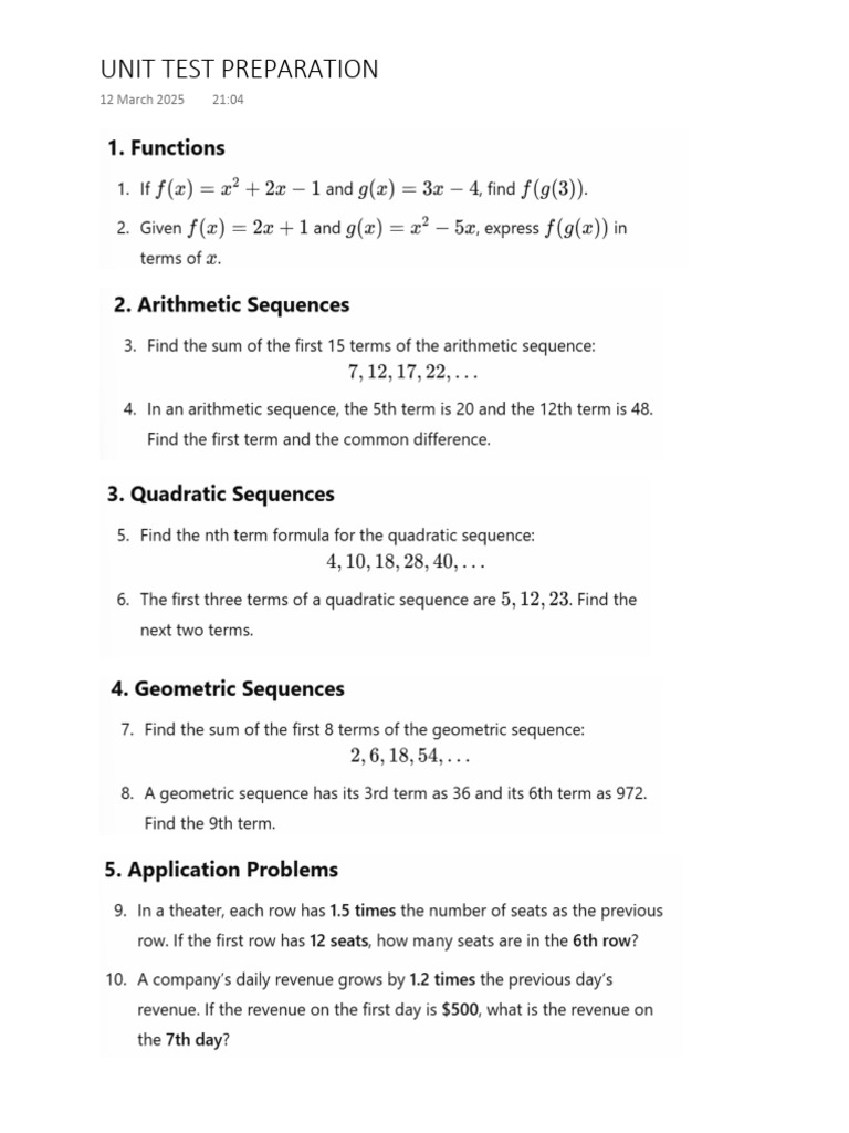 Unit Test Preparation | PDF