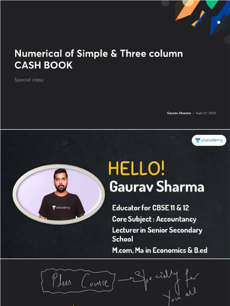 Numerical of Simple Three Column CASH BOOK With Anno | PDF