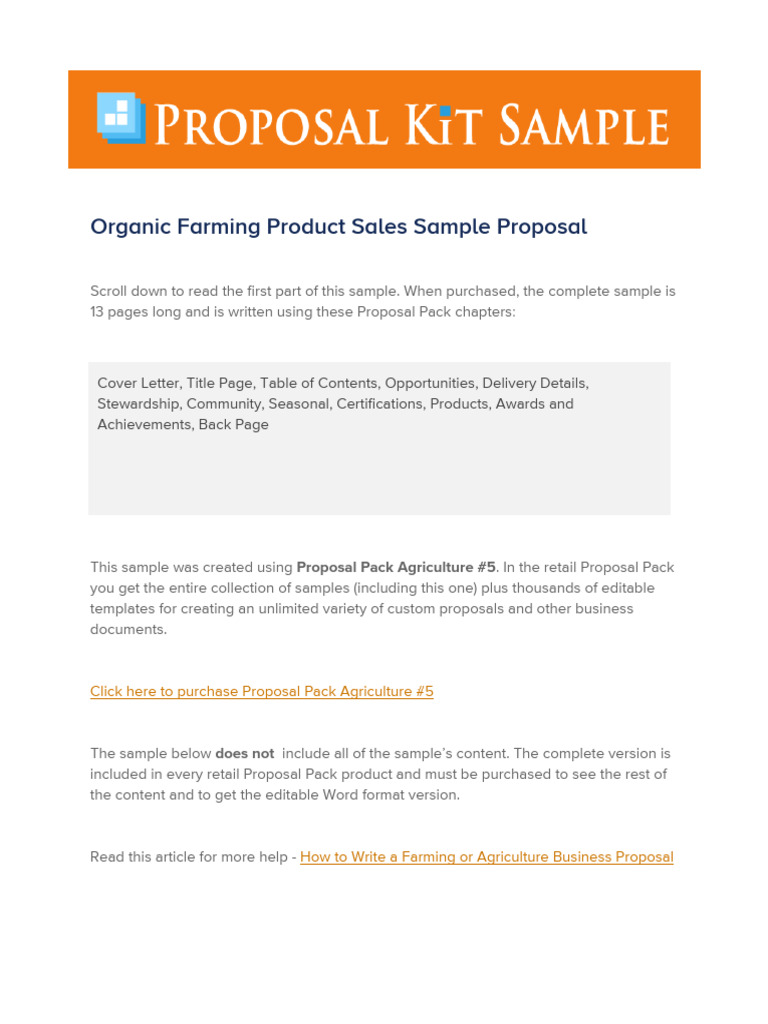 Organic Farming Agriculture Product Sample Proposal | PDF | Fruit ...