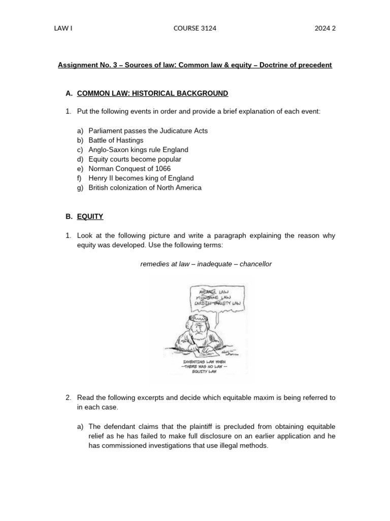Assignment 3 - Sources of Law, Common Law & Equity - Doctrine of ...