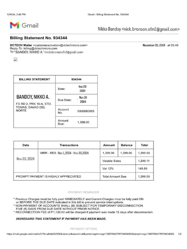 Wifi Bill | PDF