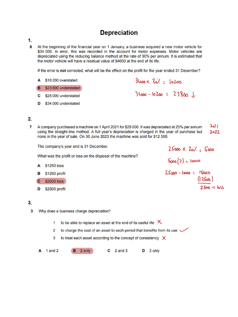 Depreciation (MCQ) (Solution) | PDF | Depreciation | Business