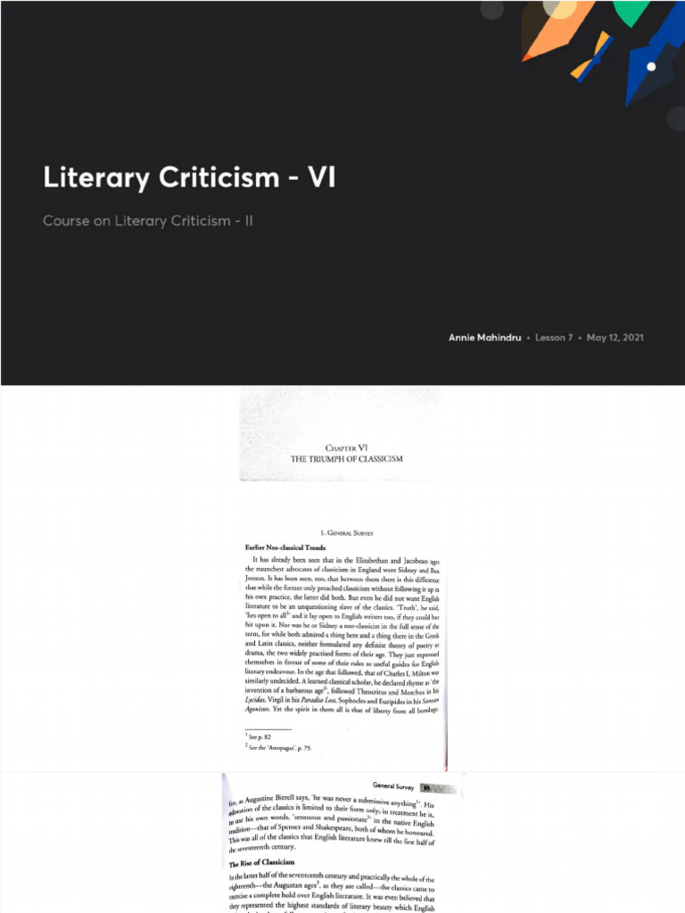 Literary Criticism VI No Anno | PDF