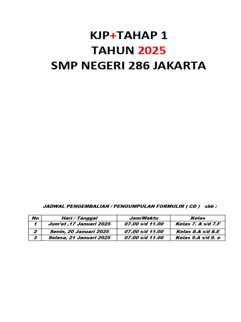 Blangko KJP 2025 Tahap 1 | PDF