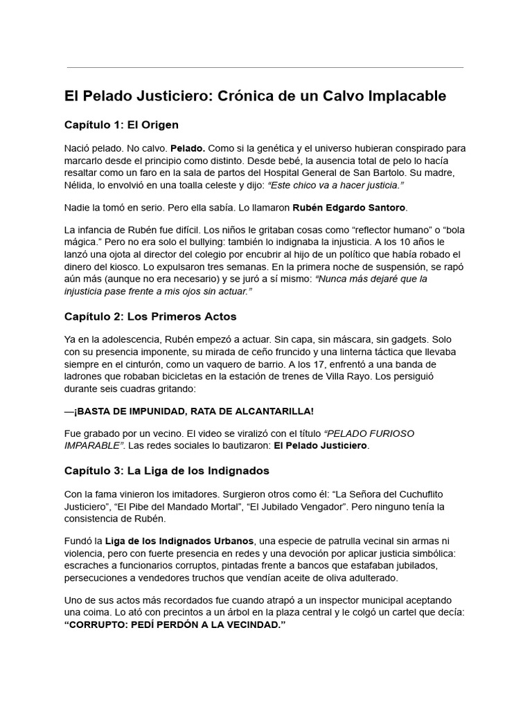 El Pelado Justiciero - Crónica de Un Calvo Implacable | PDF