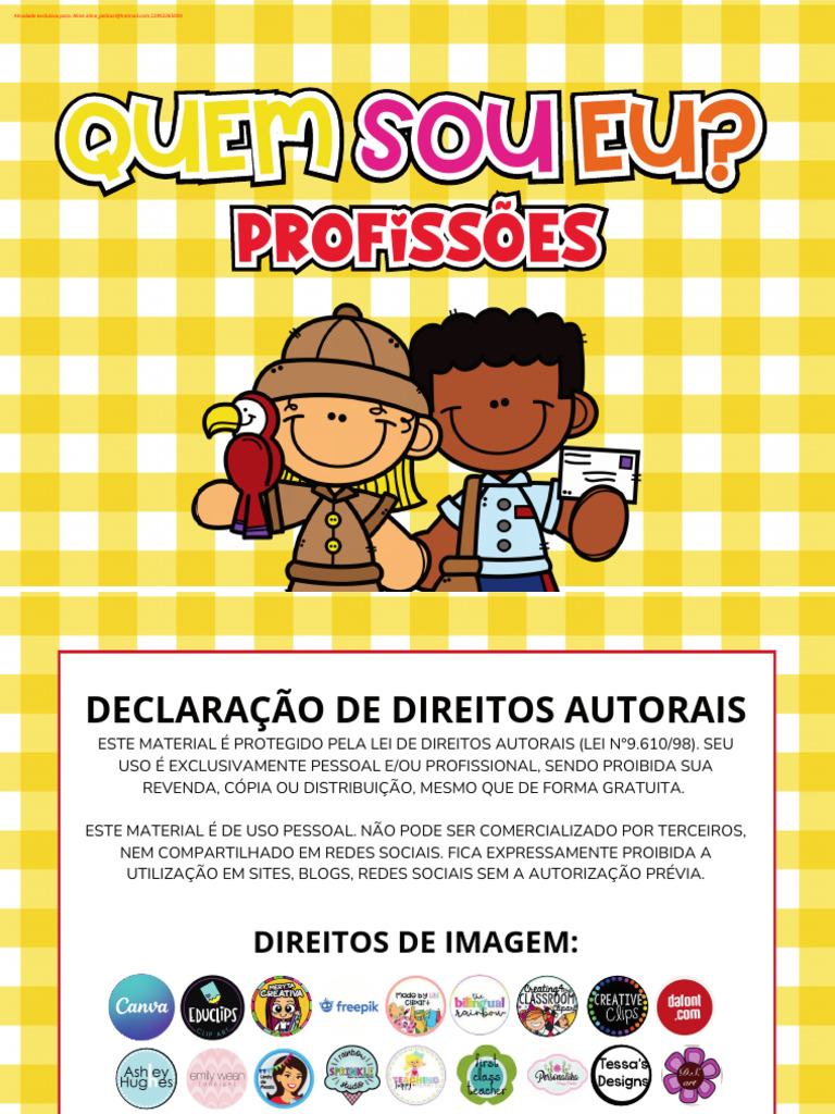 Jogo "Quem Sou Eu?" com Profissões | PDF