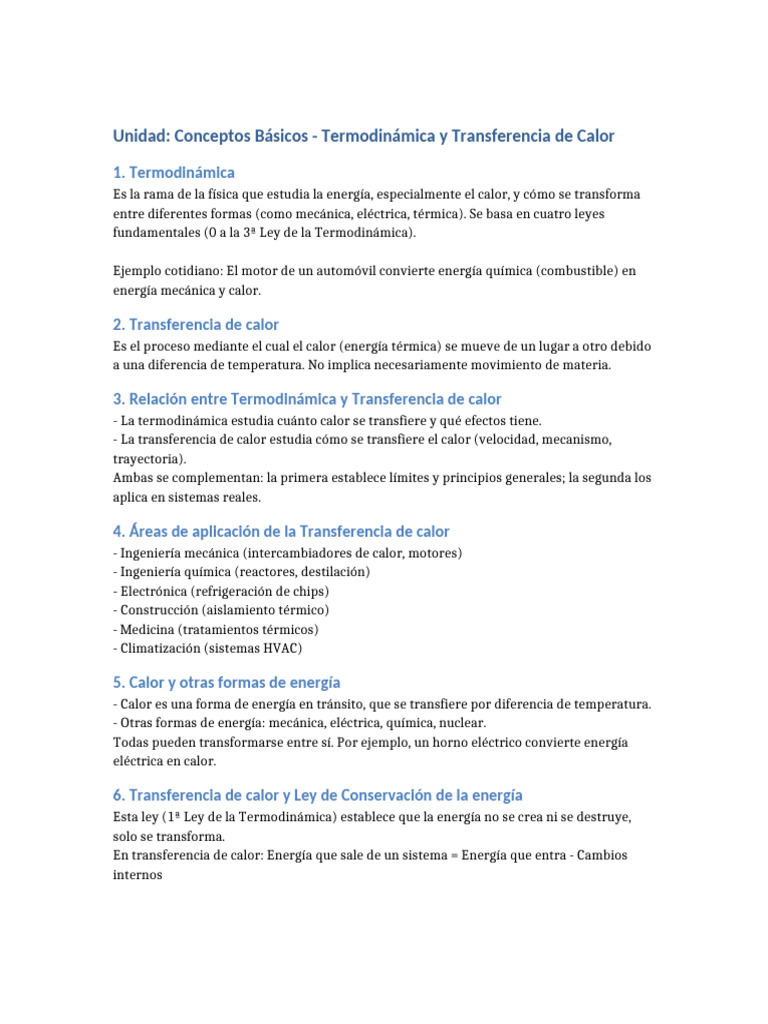 Conceptos Basicos Termodinamica Transferencia Calor | PDF | Calor ...