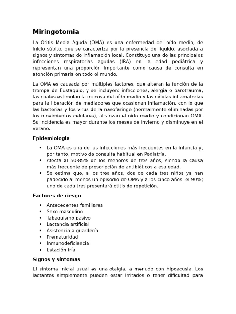 Miringotomia | PDF | Inflamación | Amamantamiento