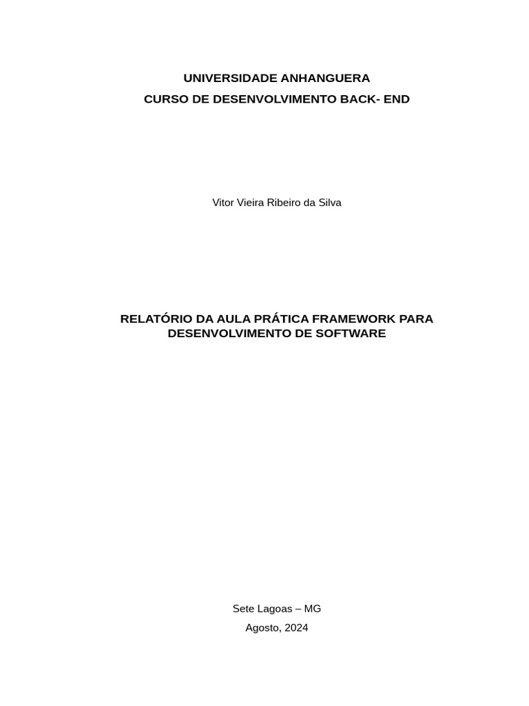 Relatório Framework para Desenv. Software | PDF | Script Java | NetBeans