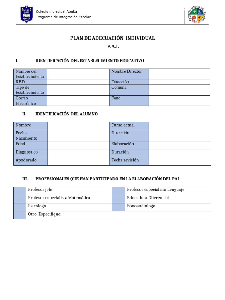 Formato PAI 2025 | PDF | Maestros | Evaluación