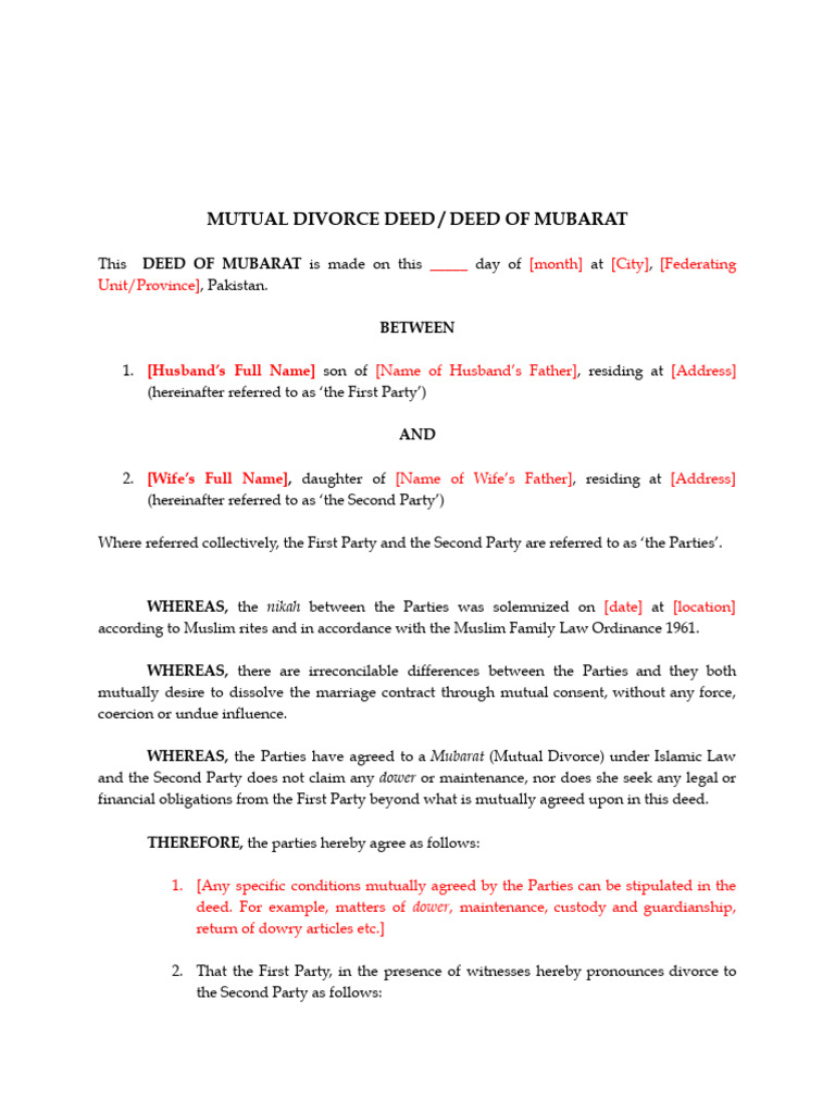 Mutual Divorce Application English | PDF | Family Law | Marriage ...