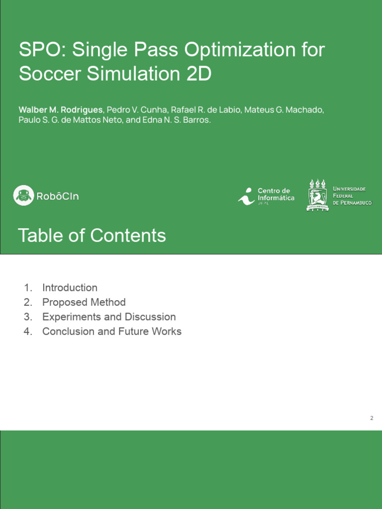 SPO Single Pass Optimization For Soccer Simulation 2D | PDF | Machine ...