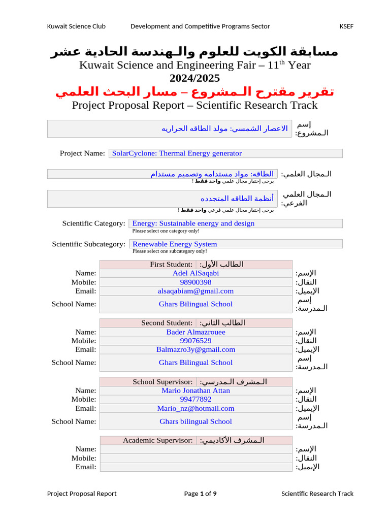 Project Proposal Report - Scientific Research Track-Ghars Bi Lingual ...