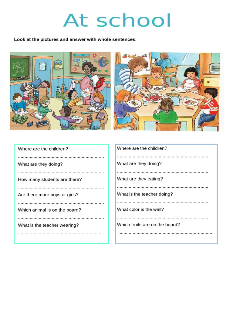 (B) Picture Description at SCHOOL | PDF