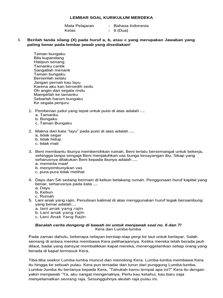 SAS 2 Kelas II - Bhs Indonesia | PDF