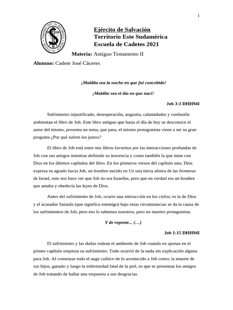 A.T. Job - José Cáceres | PDF | Libro de trabajo | Dios