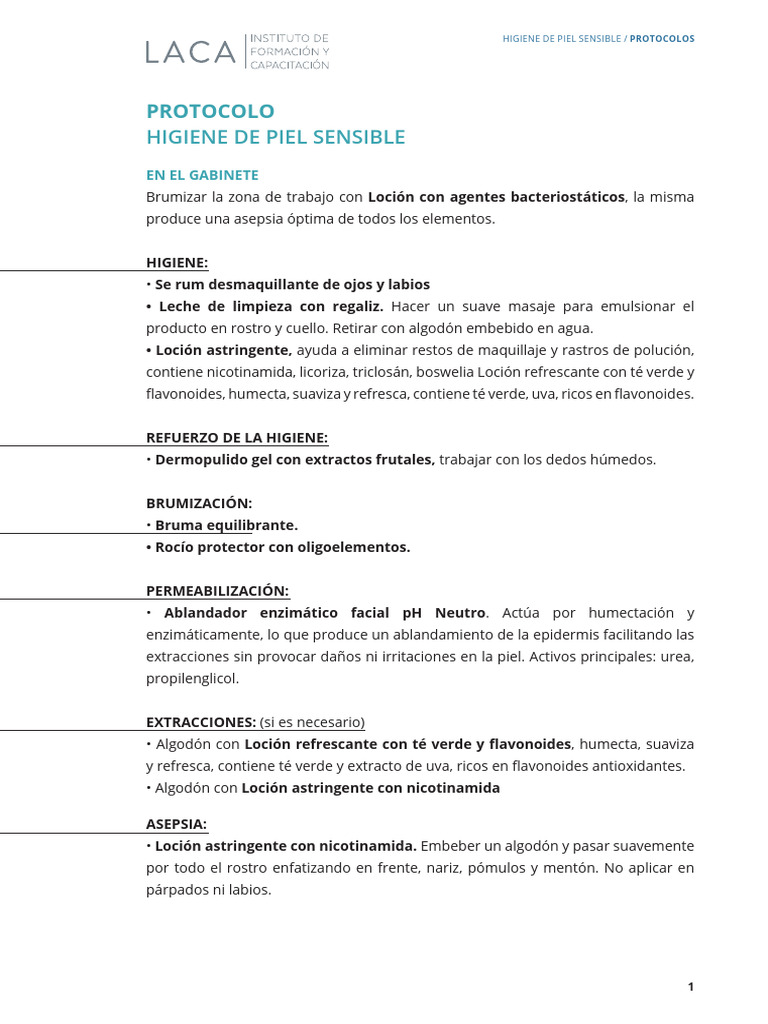 6 Protocolo Higiene Piel Sensible | PDF