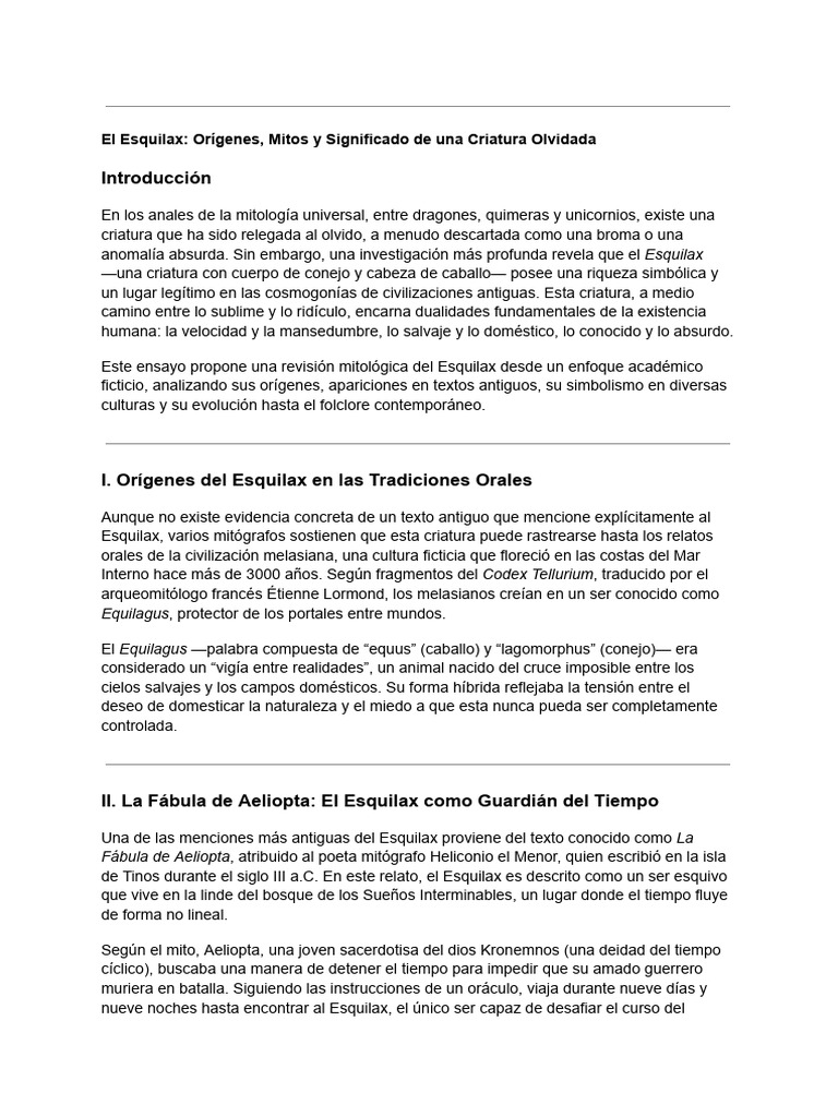 El Esquilax - Orígenes, Mitos y Significado de Una Criatura Olvidada | PDF