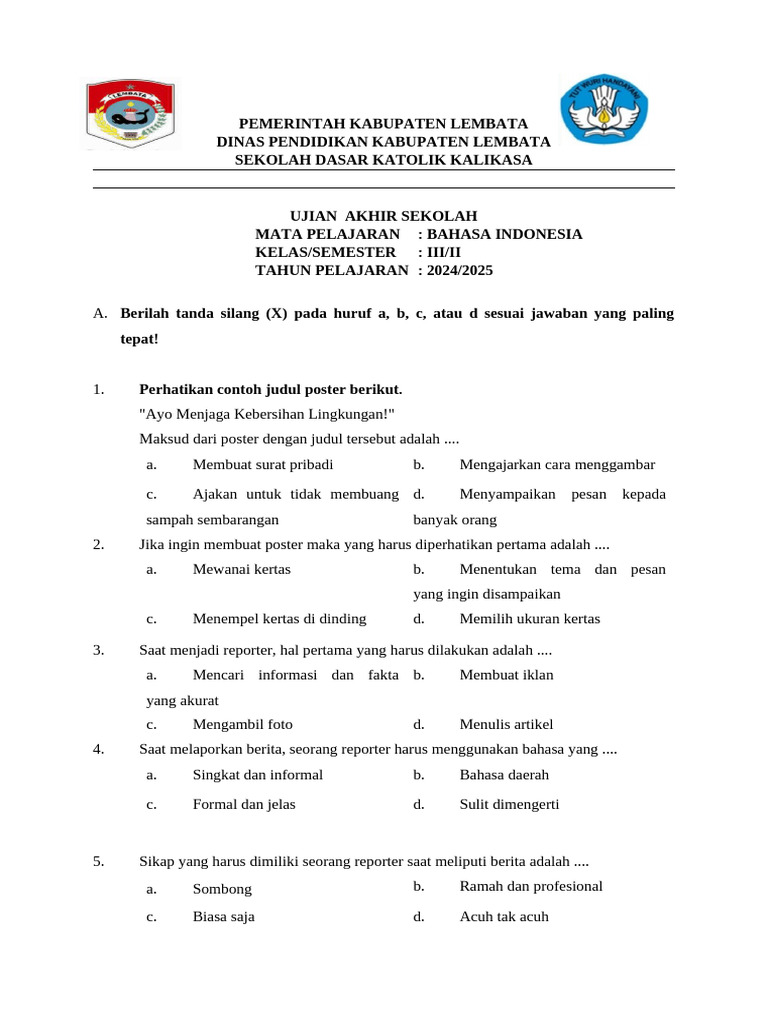 Naskah SAS Bhs. Indonesia Kls 3 | PDF