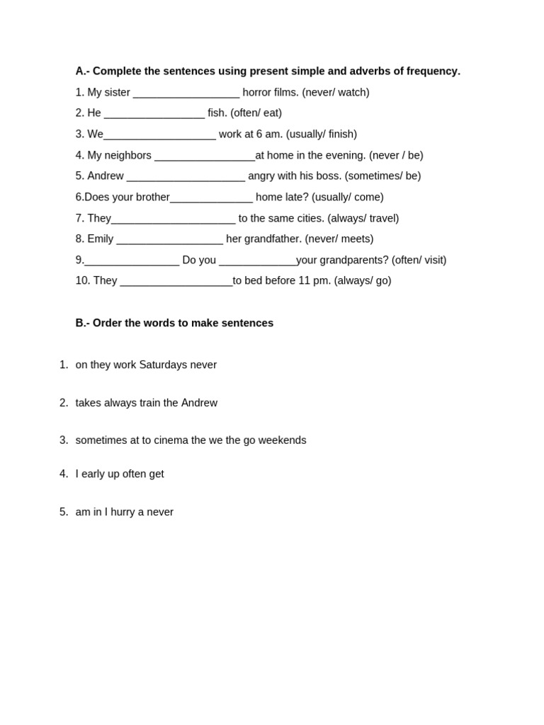 Present Simple Exer New | PDF