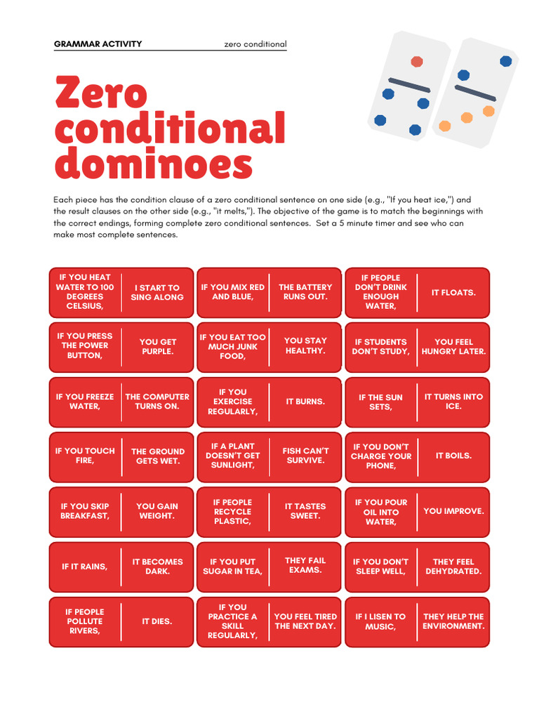Zero Conditional Dominoes Activity | PDF | Water