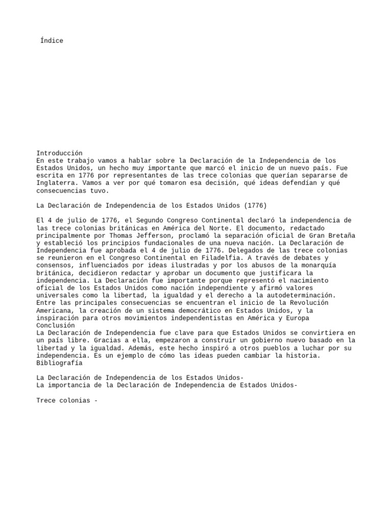 Declaracion Independencia USA | PDF