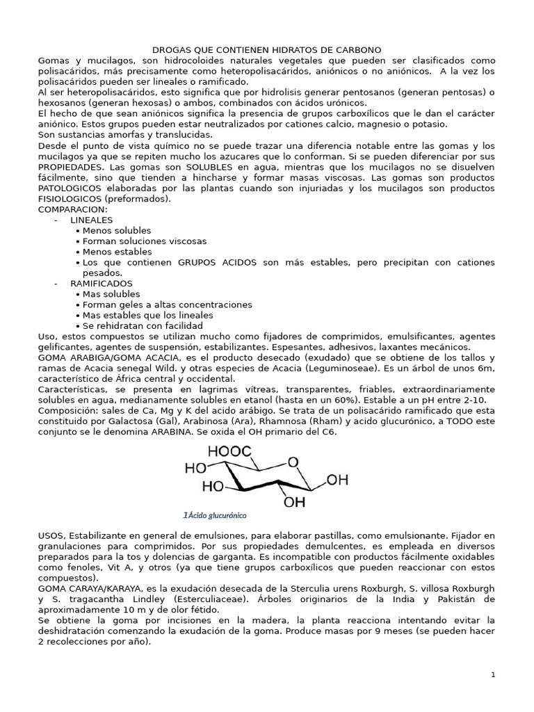 Drogas Que Contienen Hidratos de Carbono | PDF | Agar | Polisacárido