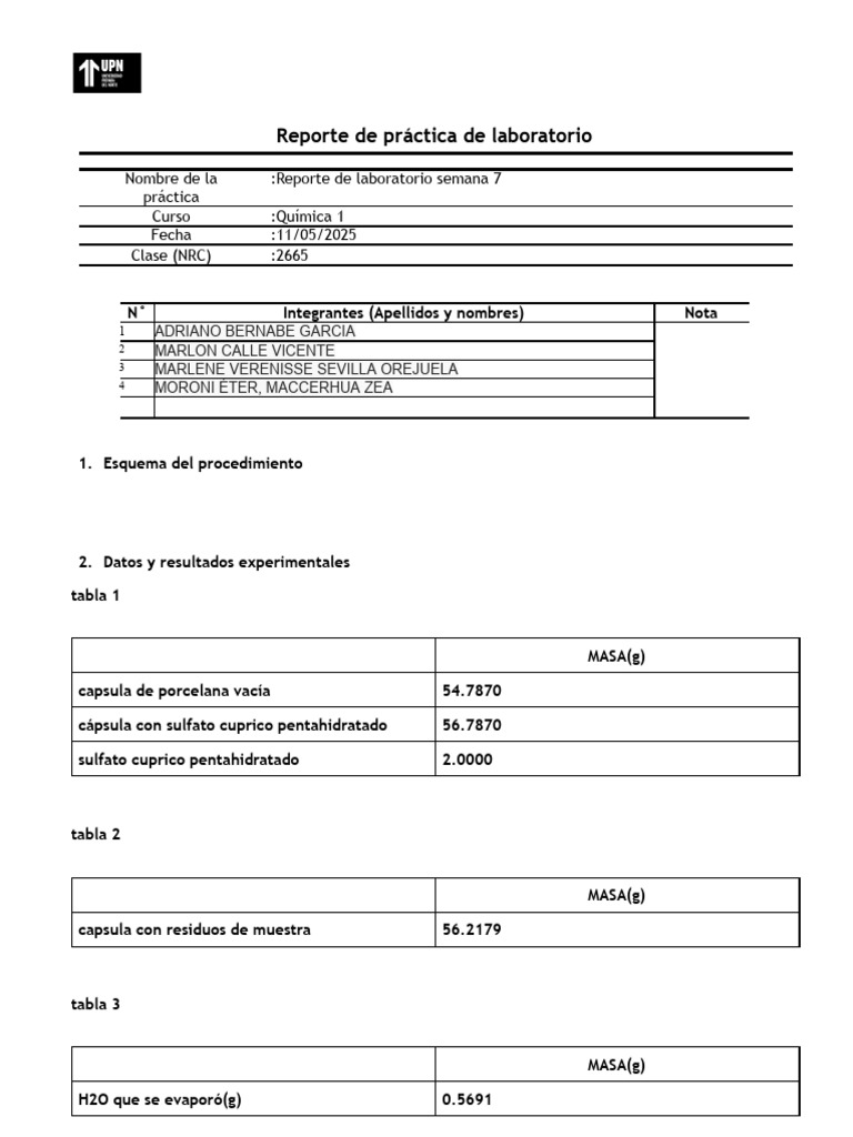 Fórmula mínima de CuSO₄·5H₂O en laboratorio | PDF | sal | Química