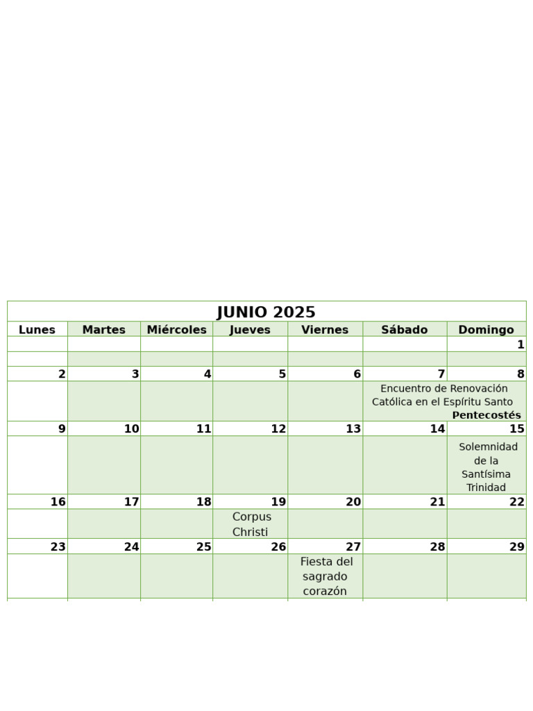 Calendario Junio | PDF