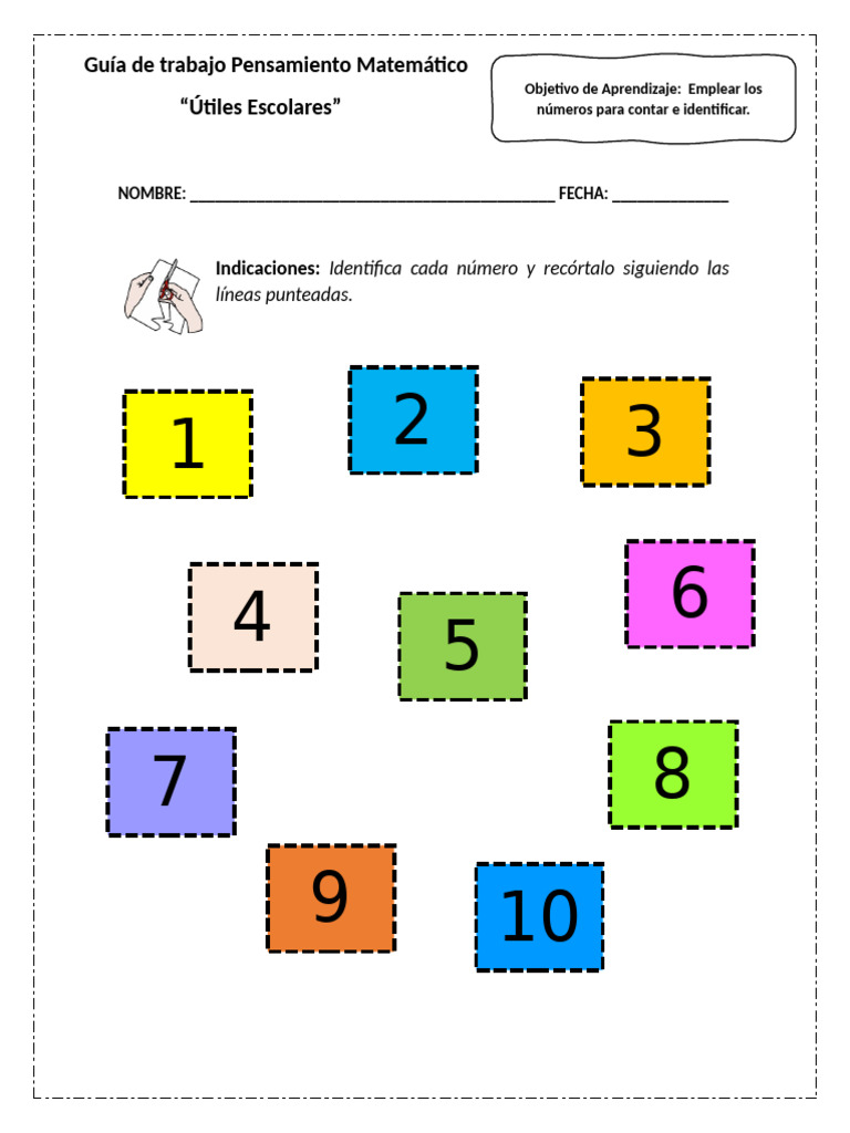ÚTILES ESCOLARES Contar e Identificar 1 Al 10 | PDF