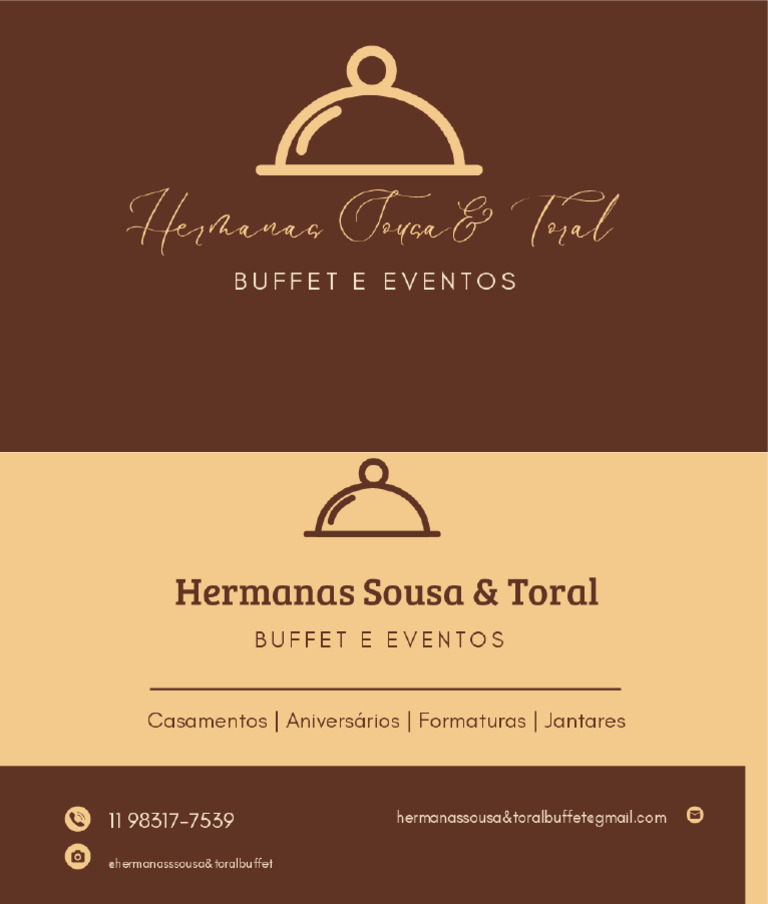 Cartão de Visita para Buffet de Festa Minimalista Marrom e Creme ...