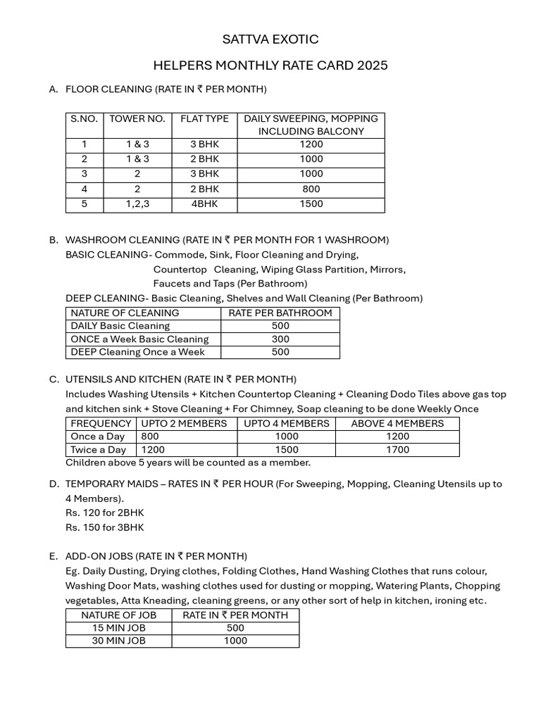 Sattva Exotic Rate Card | PDF | Meal | Bathroom