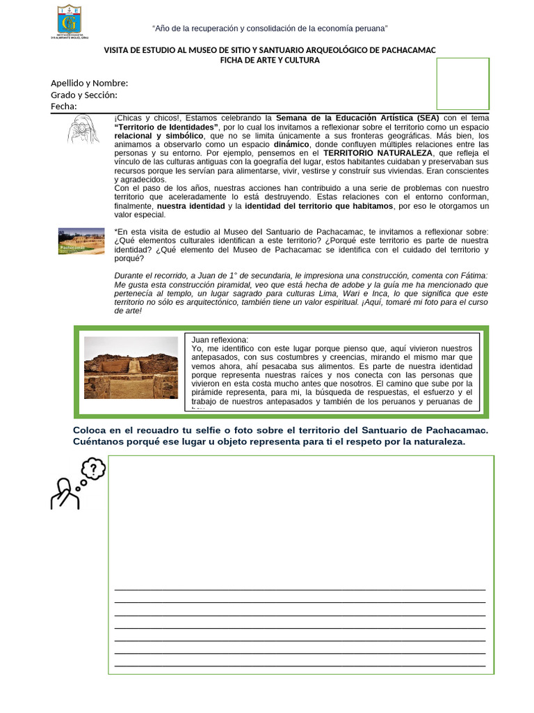 FICHA DE ARTE Y CULTURA - VISITA DE ESTUDIO - 1er Año | PDF | Perú | Museo