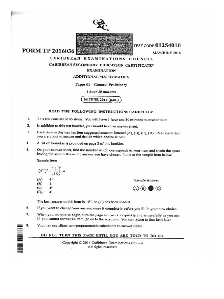 Toaz - Info CXC Csec Add Maths 2016 p1 1 PR | PDF