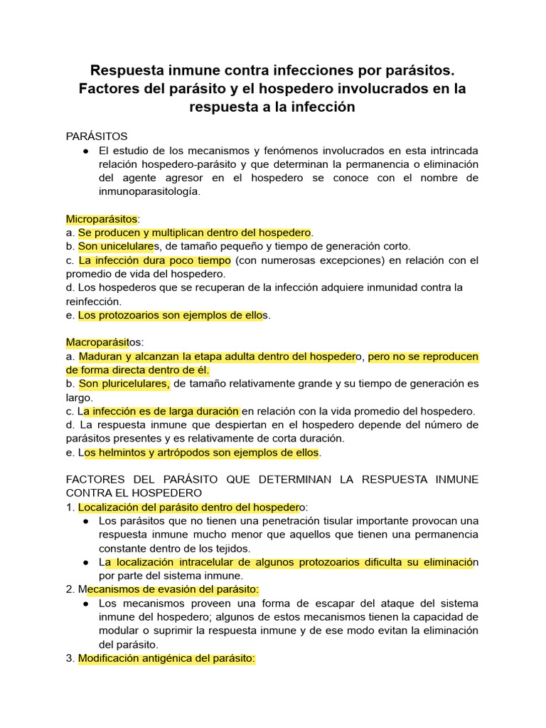 10. Respuesta inmune contra infecciones por parásitos | PDF | Citocina | Sistema inmune